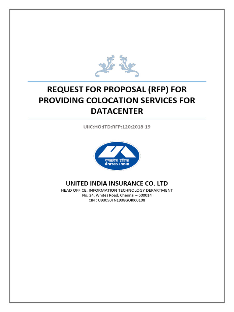 United India - DC Colocation RFP 120 29112018 | PDF | Indemnity | Damages