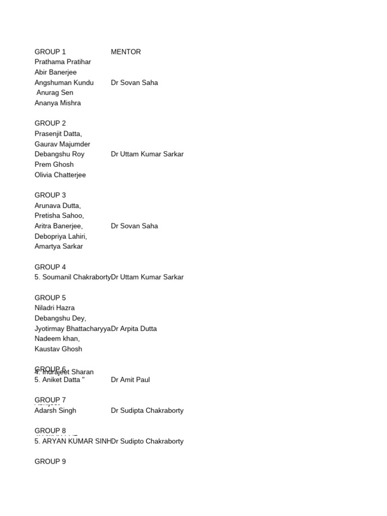 Aiml 7a Project Group-Mentor Details | PDF