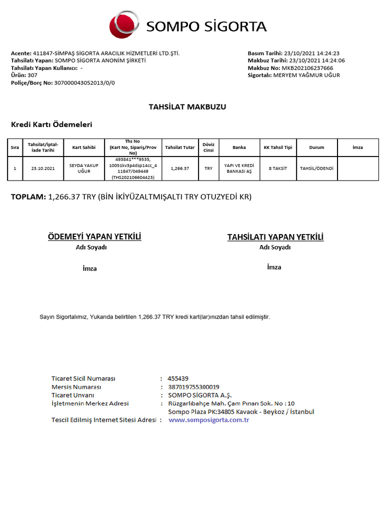 KASKO makbuz-1 | PDF