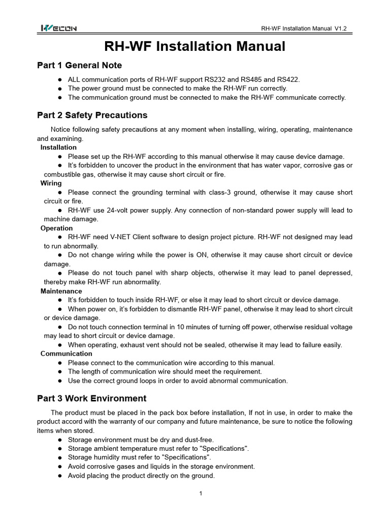 RH-WF Electrical Installation Guide | PDF | Electrical Wiring | Electricity