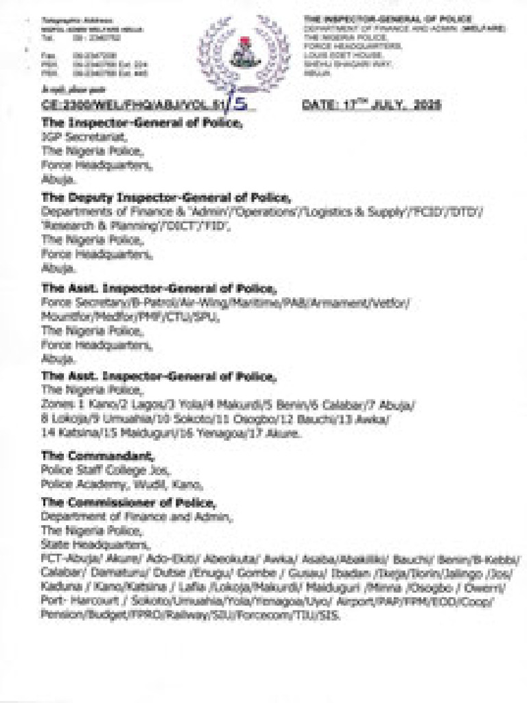 Nigeria Police Promotion List 2025 | PDF | Positions Of Authority | Ranks