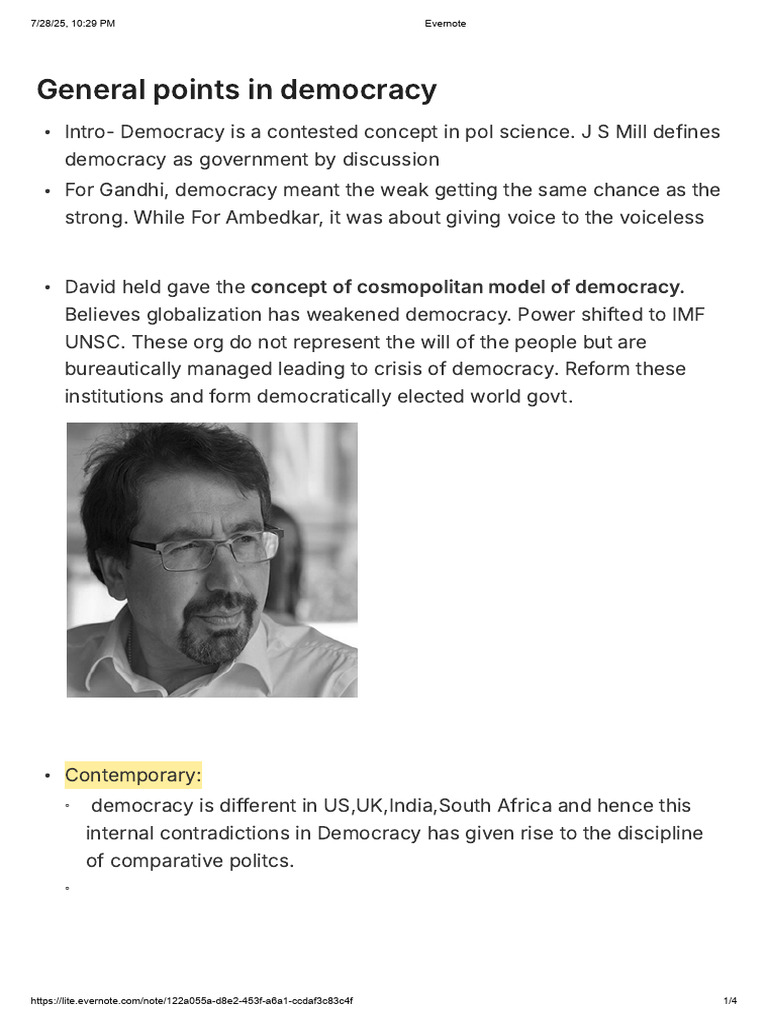 David Held's Cosmopolitan Democracy Model | PDF | Democracy | Political ...