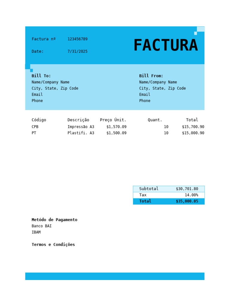 Fatura Azul nº 123456789 | PDF