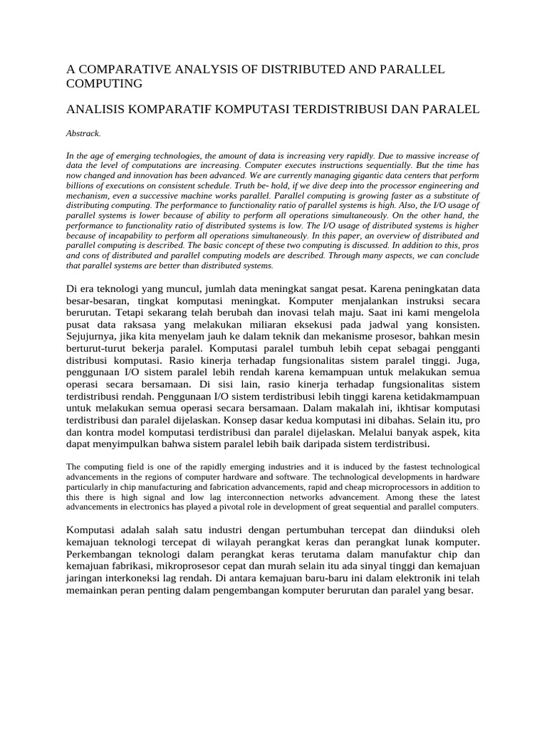 Distributed vs. Parallel Computing Analysis | PDF | Parallel Computing ...