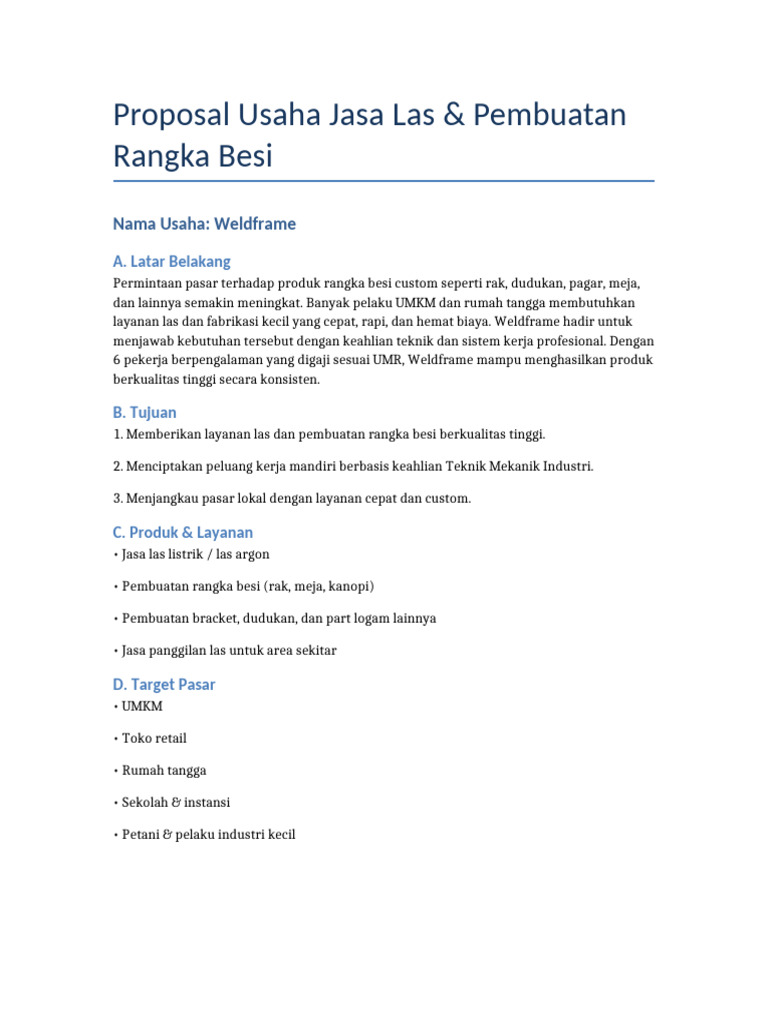 Proposal Usaha Weldframe v2 | PDF
