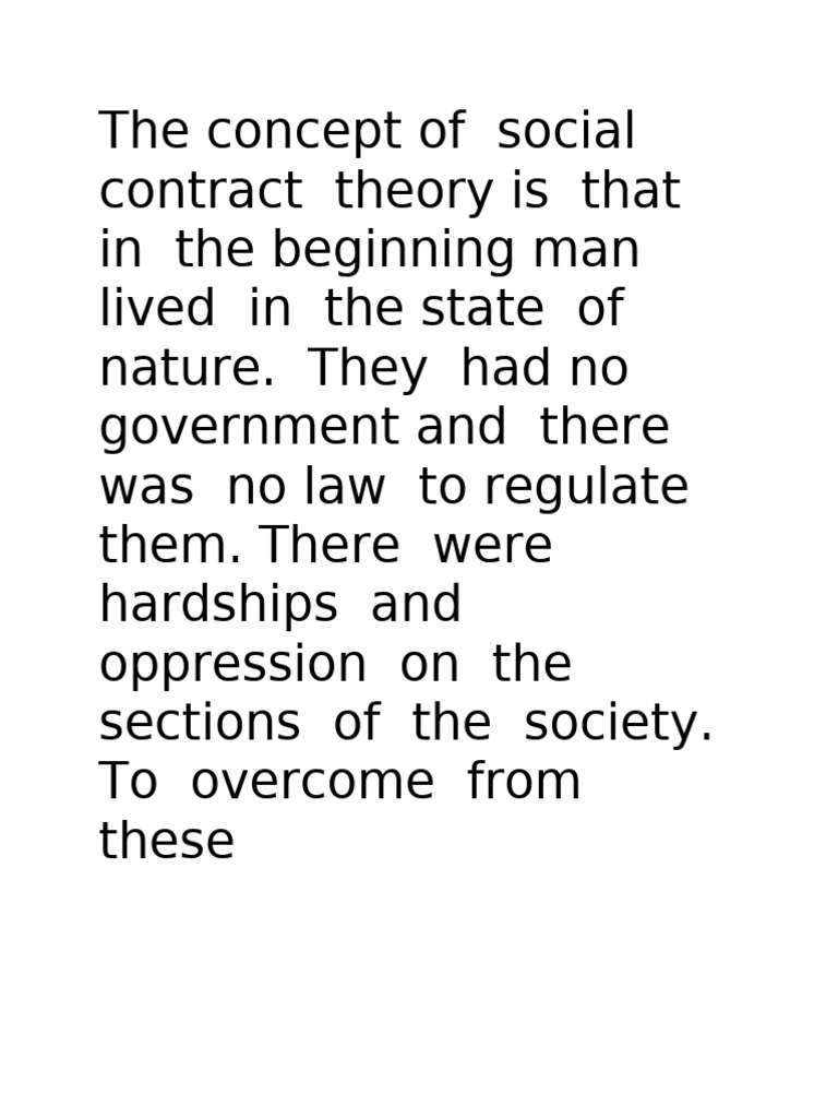 The Concept of Social Contract Theory Is That in The Beginning Man ...