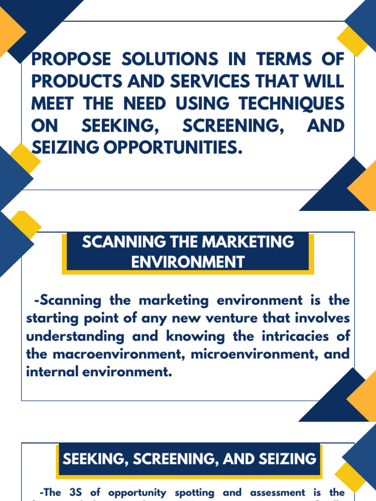 Propose Solutions in Terms of Products and Services That Will Meet The ...