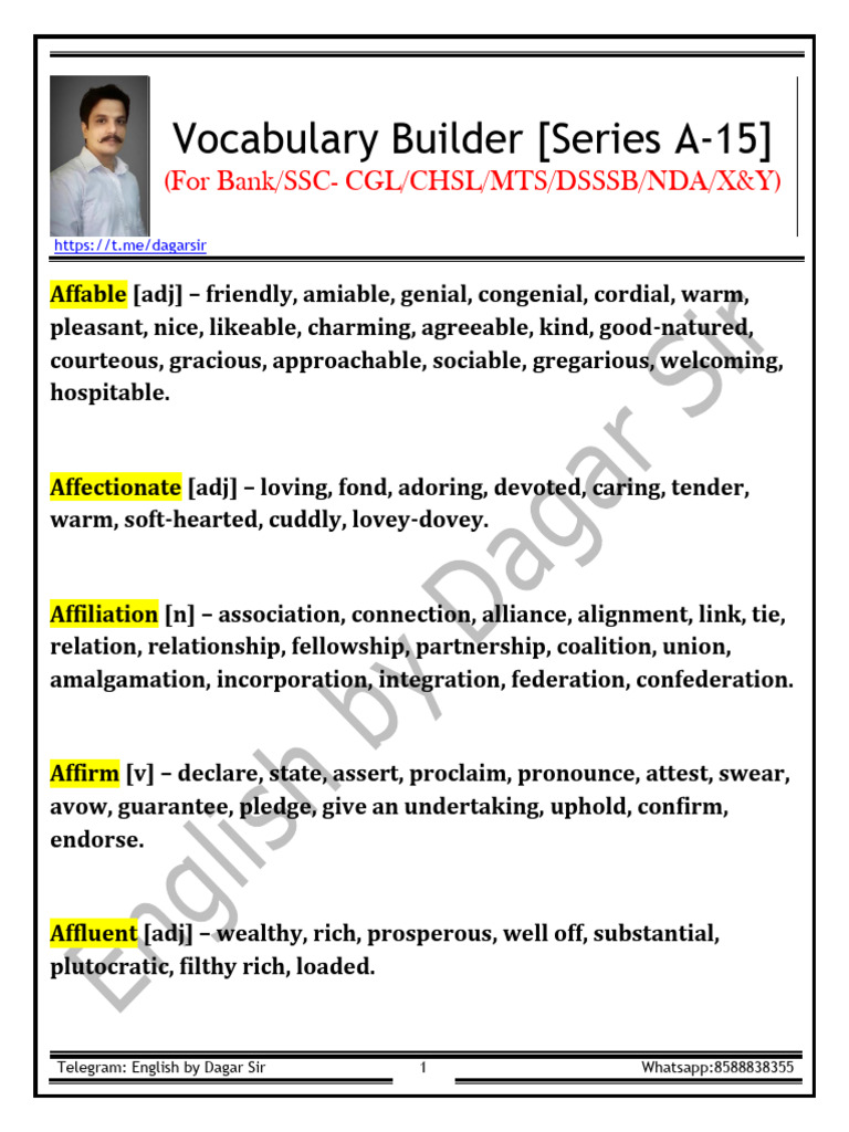Vocabulary Builder Series A-15 | PDF