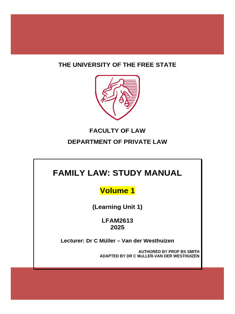 Family Law Study Manual: LFAM2613 | PDF | Marriage | Same Sex Marriage