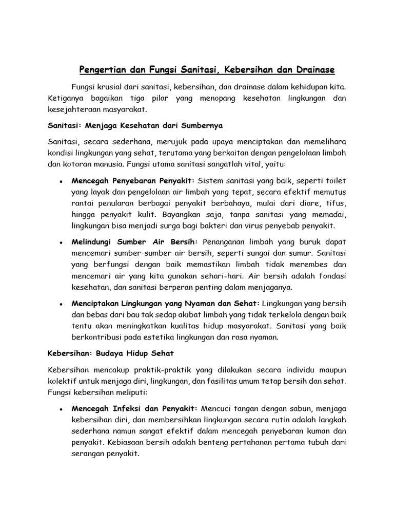 Pengertian Dan Fungsi Sanitasi-1-1 | PDF