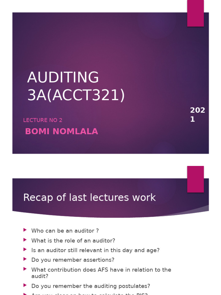 Week 2 - PI Score and General Principles of Auditing 2022 Revised | PDF