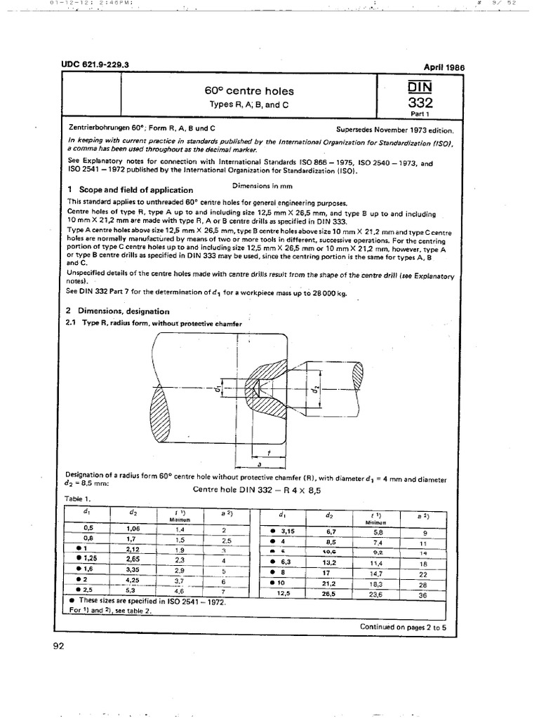 Din 332-1-86 | PDF