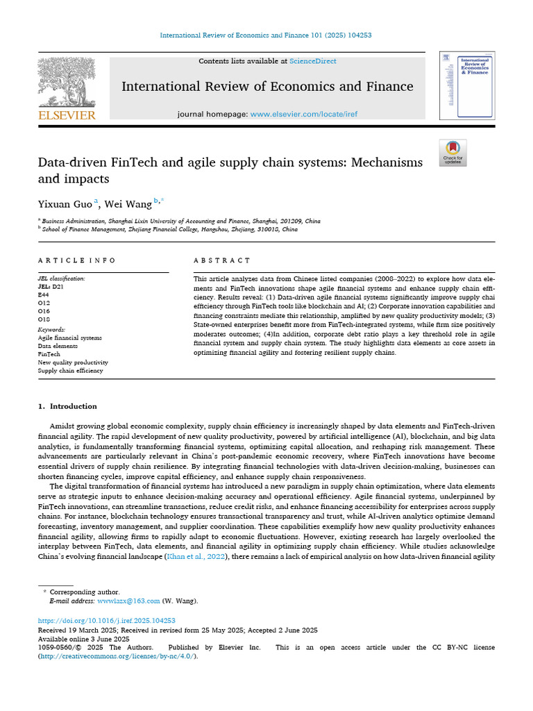 Data-Driven FinTech and Agile Supply Chain Systems-Mechanisms and ...