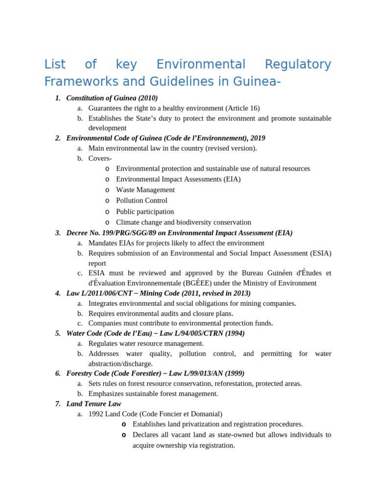 Guinea's 2014 Labor Code Overview | PDF | Environmental Impact ...