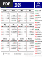 Year 2025 Calendar - India | PDF | Holidays | Observances