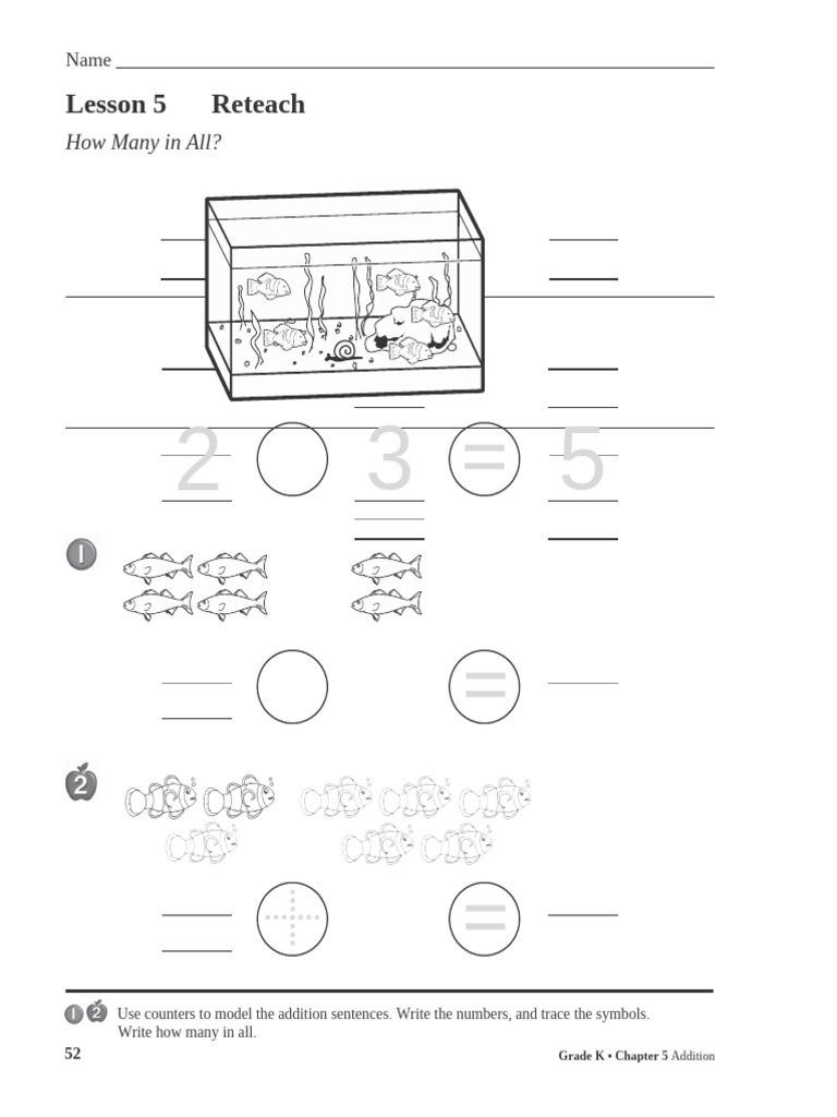 Grade K Addition Lesson 5 Reteach | PDF