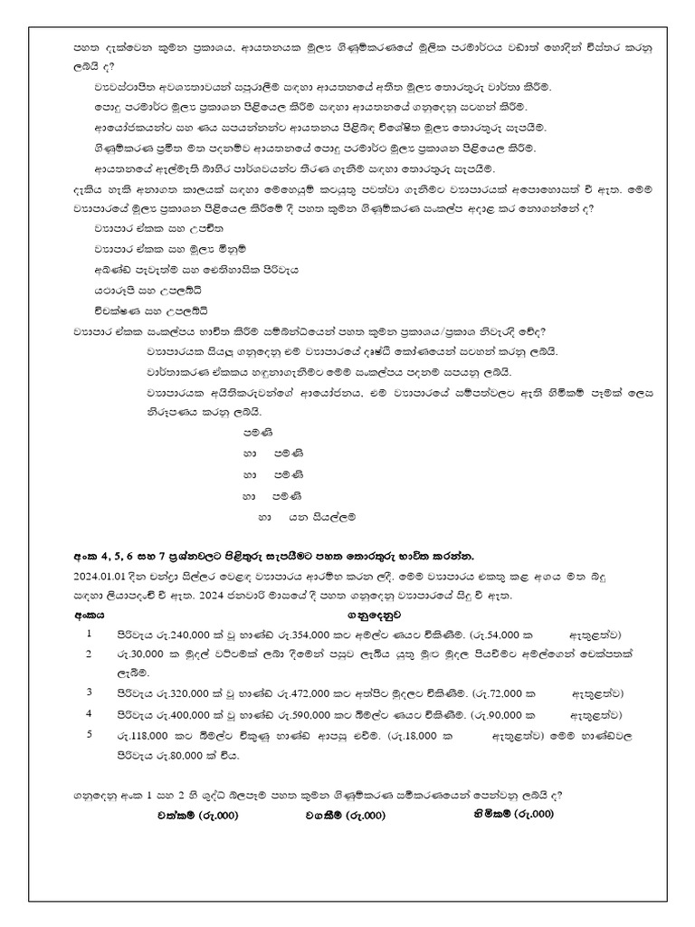 2024 A/L Accounting Paper Overview | PDF