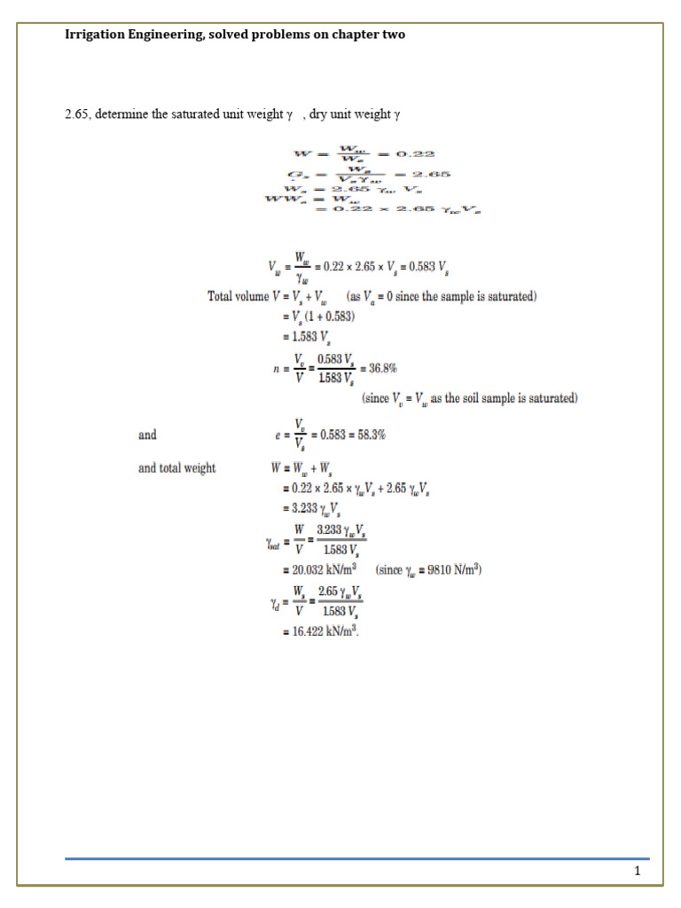 Solved Problems On Chapter Two143 | PDF | Porosity | Geotechnical Engineering