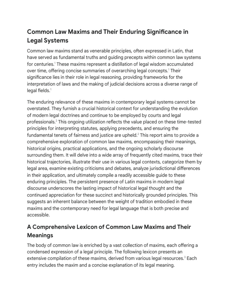 Common Law Maxims Explained | PDF | Mens Rea | Common Law