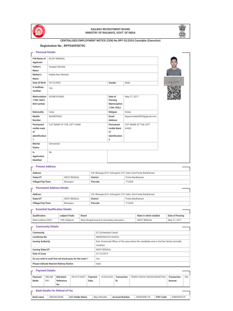Rrbapply - Gov.in # Pscexamservice Candidate View Application Id A1af5538 829d 4f0a 95fc ...