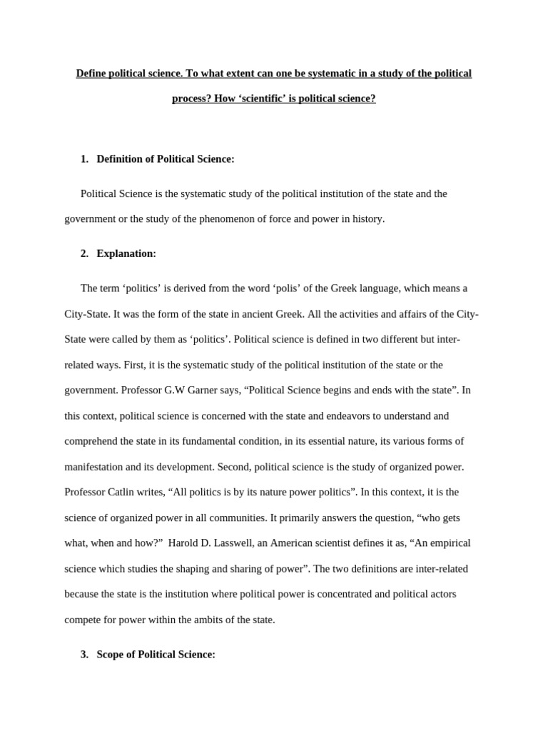 Defining Political Science: Key Concepts | PDF | Science | Scientific ...