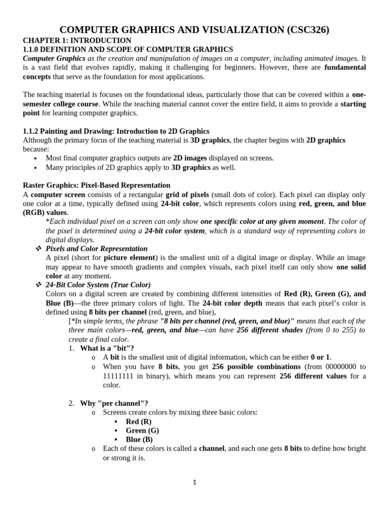Computer Graphics and Vizualization Note | PDF | Shader | Graphics ...