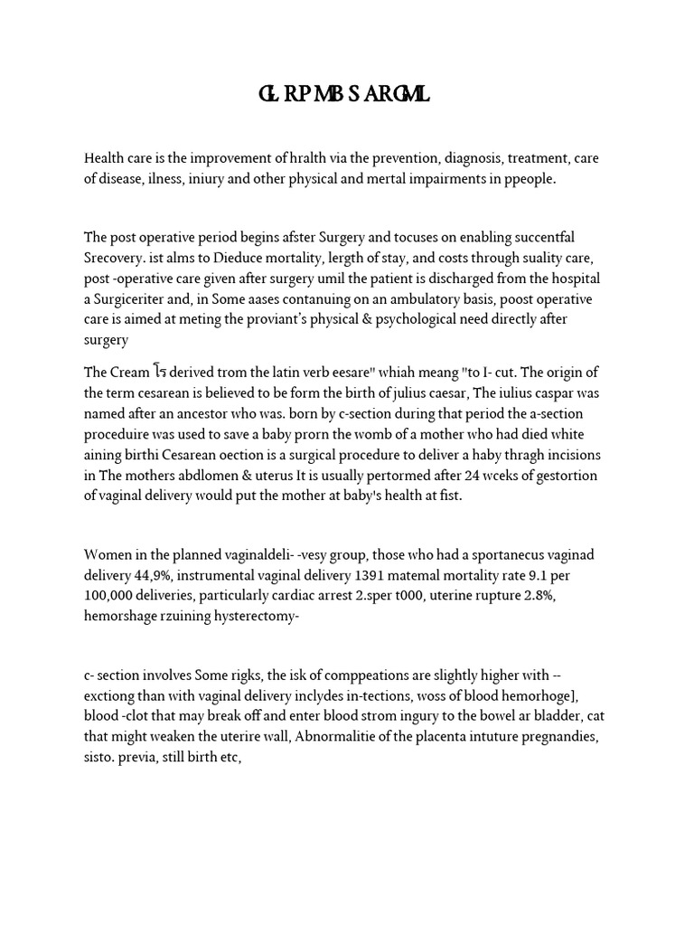 Post-Operative Care After Cesarean Section | PDF