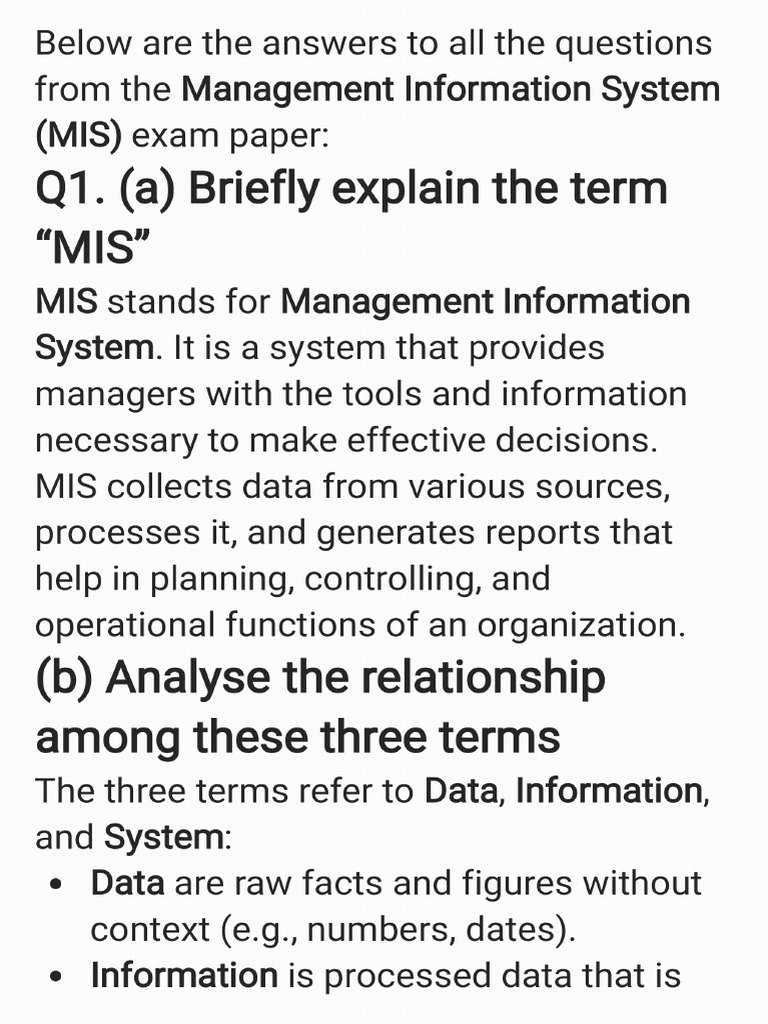 Mis Past Questions and Answers | PDF