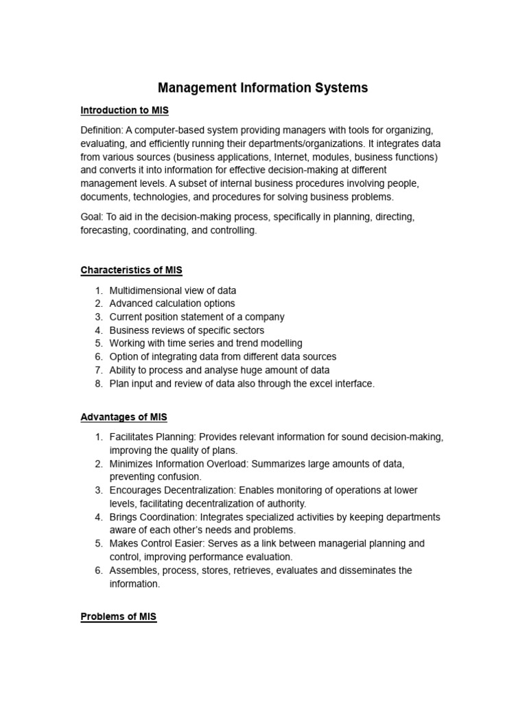 Summary For Com 224 - Mis - 250625 - 114103 | PDF | Information | Data