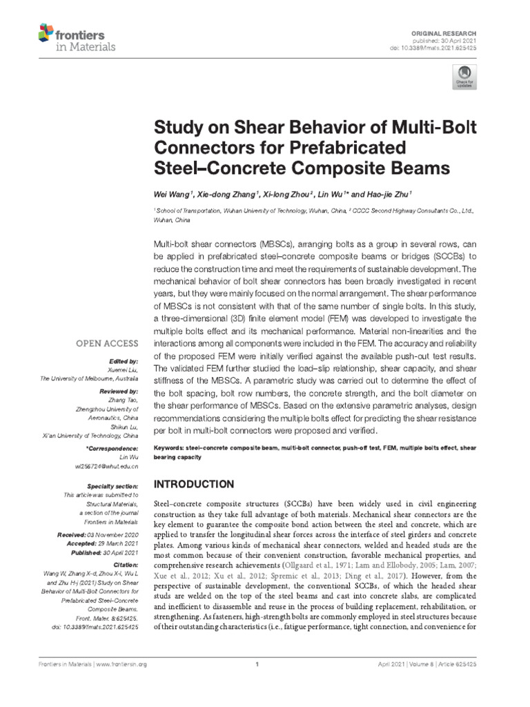 Study On Shear Behavior of Multi-Bolt C.. | PDF