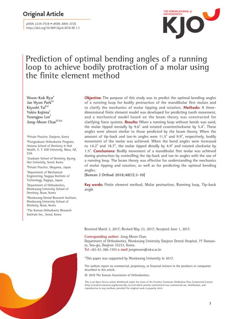 Optimal Bending Angles for Molar Protraction | PDF | Orthodontics ...