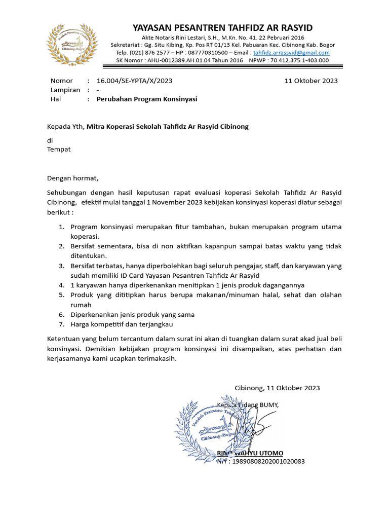 Kebijakan Baru Program Konsinyasi Koperasi | PDF