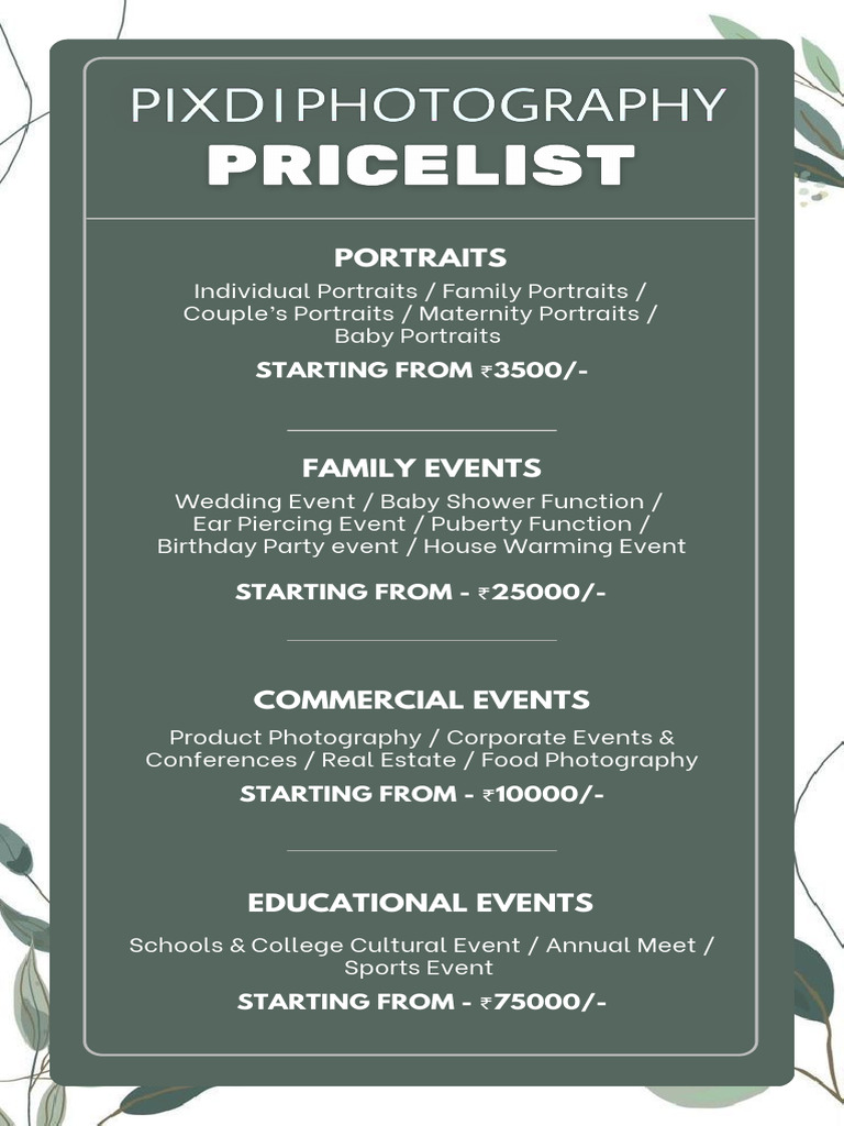 Price List of Events | PDF