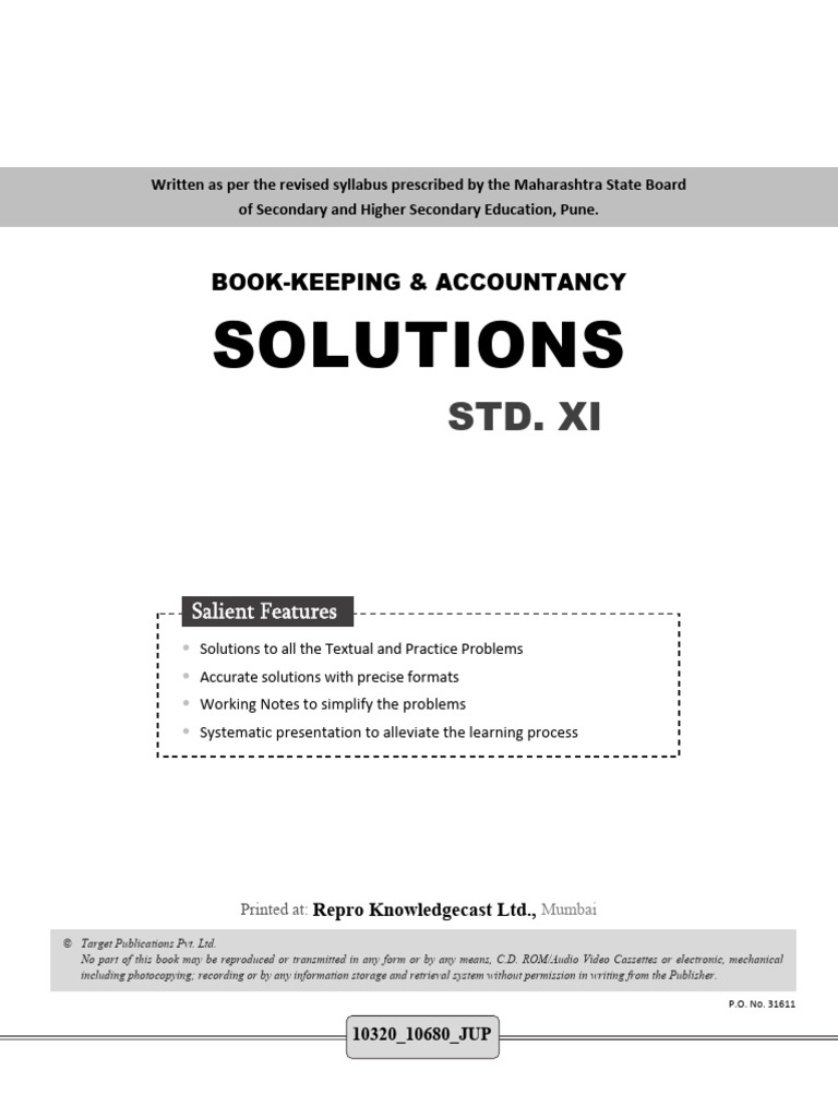 11th Commerce Book Keeping and Accountancy Solutions Maharashtra Board ...