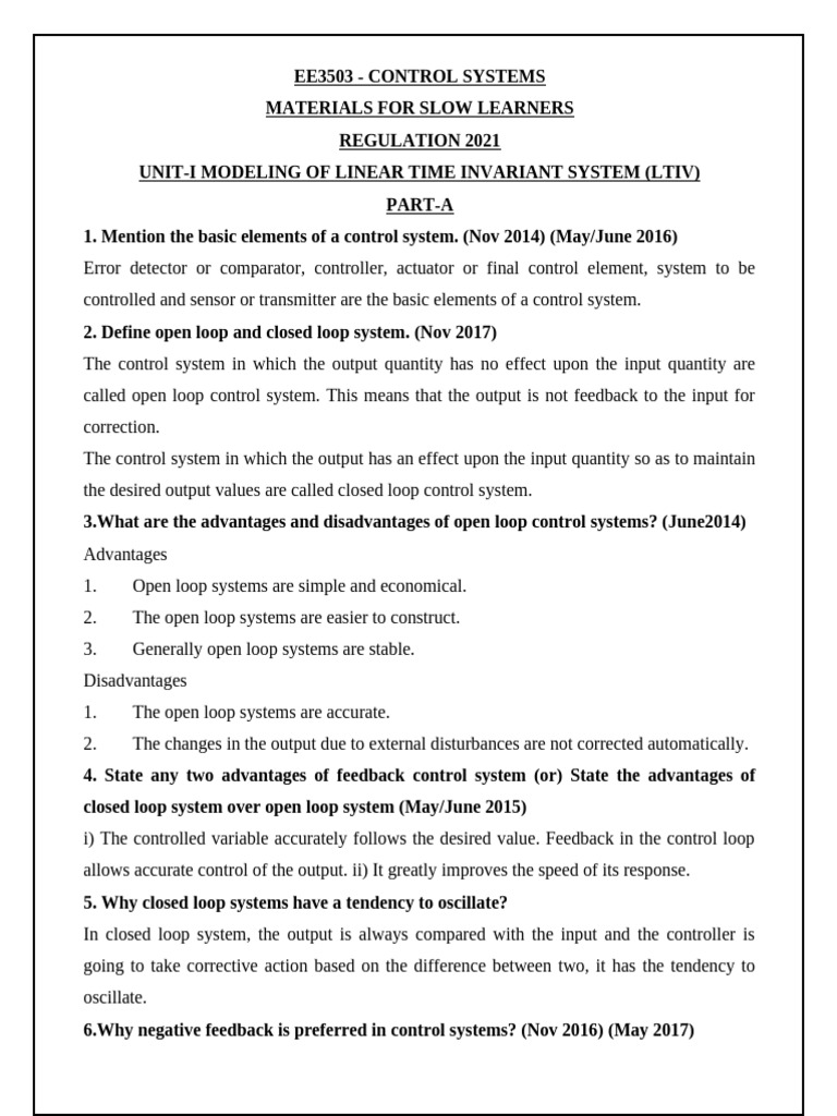 31.material For Slow Learners | PDF | Control Theory | Feedback