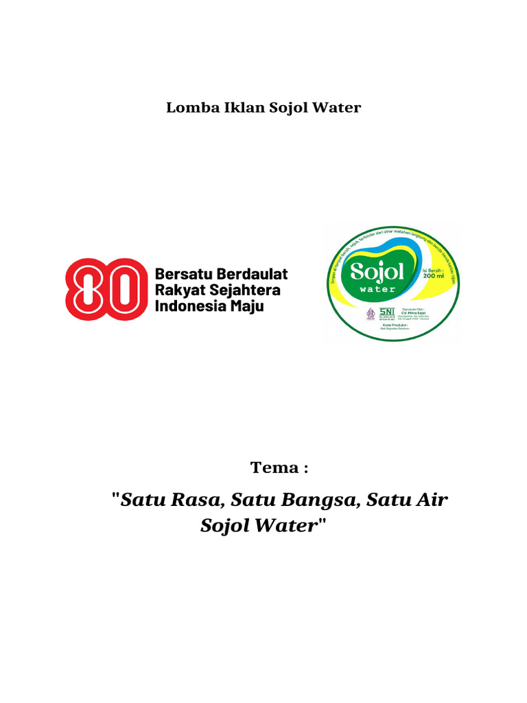 Lomba Iklan Sojol Water | PDF