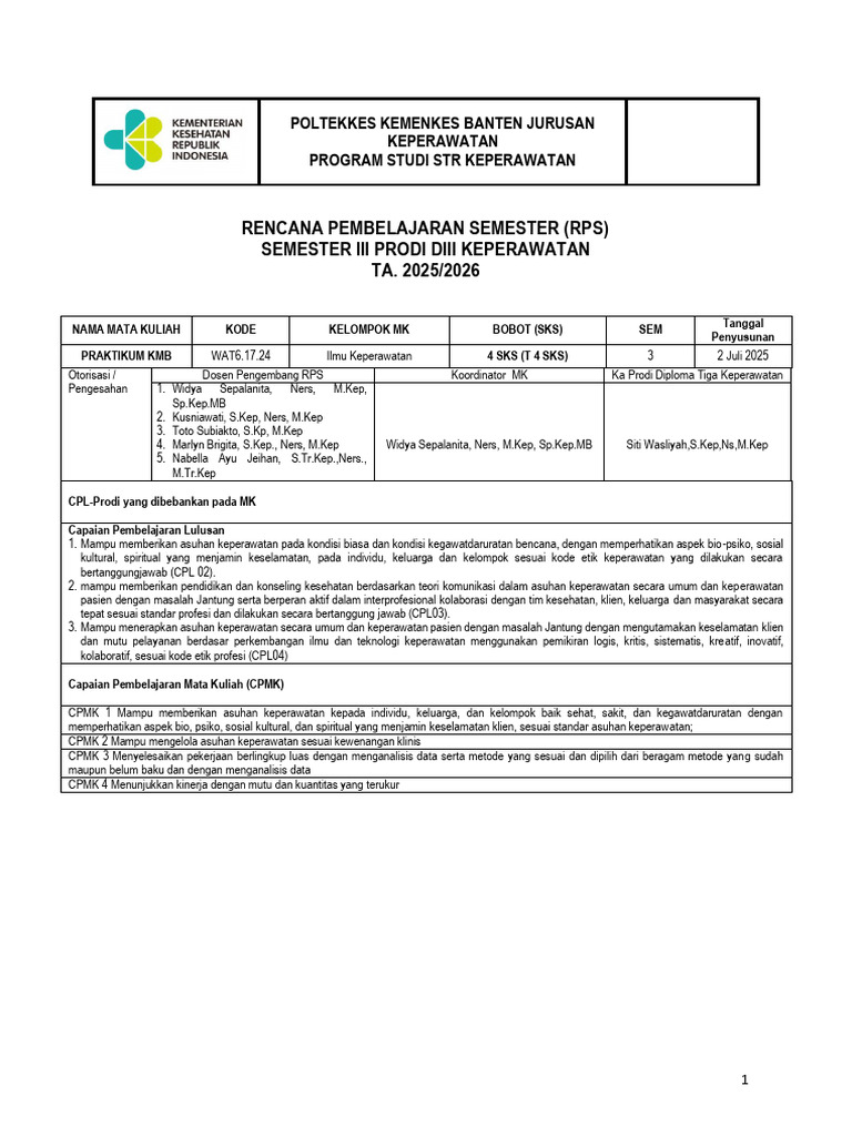 Rps Praktikum KMB | PDF