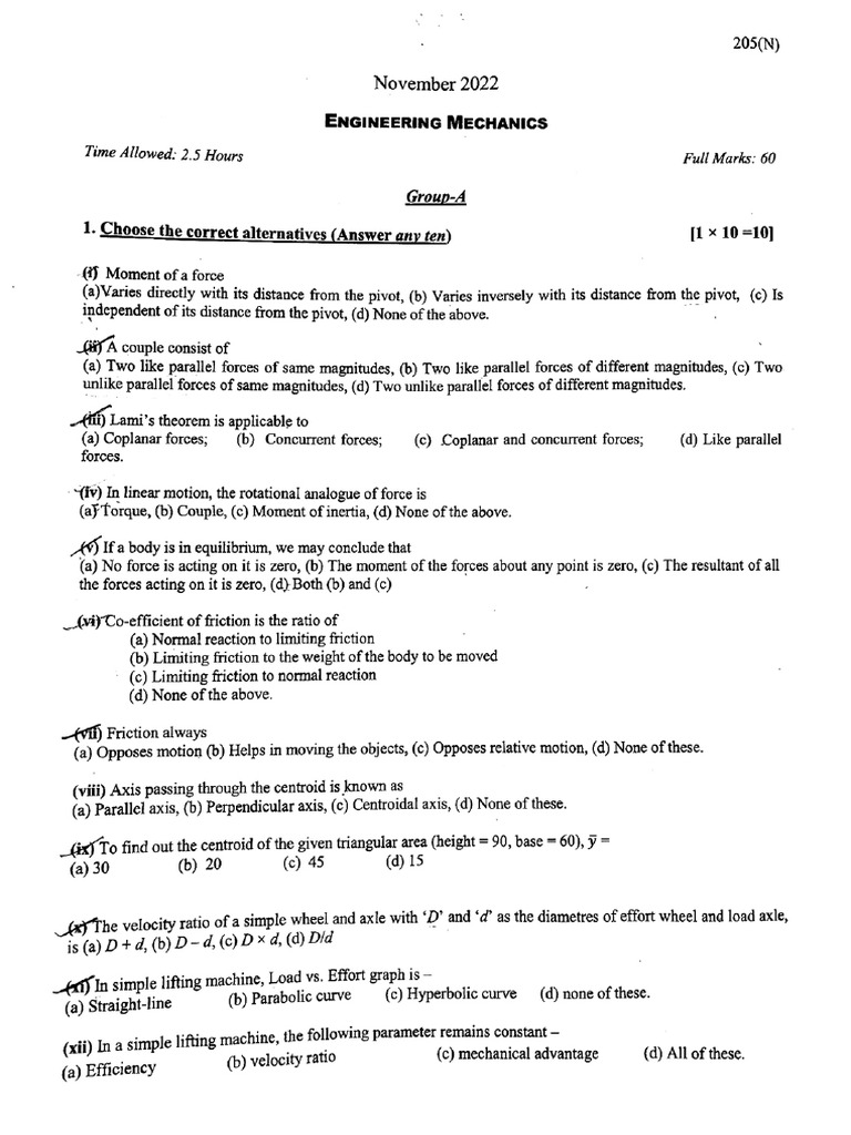 Mechanics Previous Years | PDF