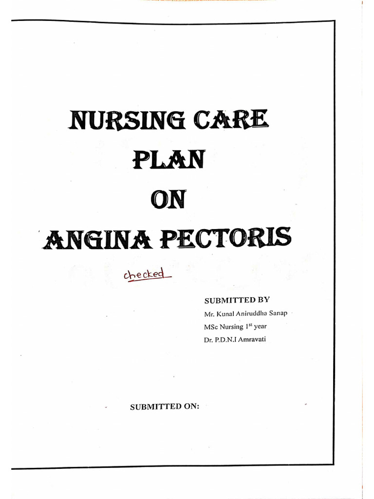 Angina Pectoris Nursing Care Plan For MSC Nursing | PDF