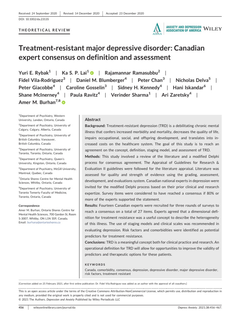Treatment-Resistant Major Depressive Disorder | PDF | Major Depressive Disorder | Antidepressant