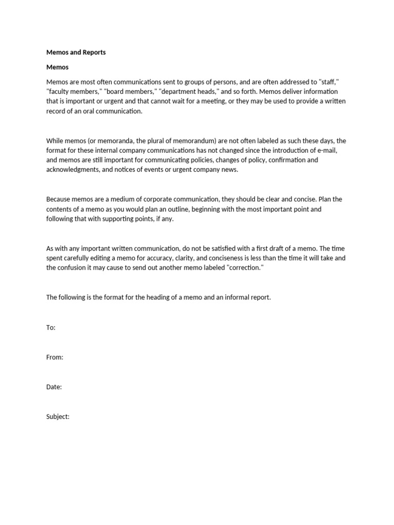 Memos vs Reports: Key Differences | PDF | Memorandum | Communication