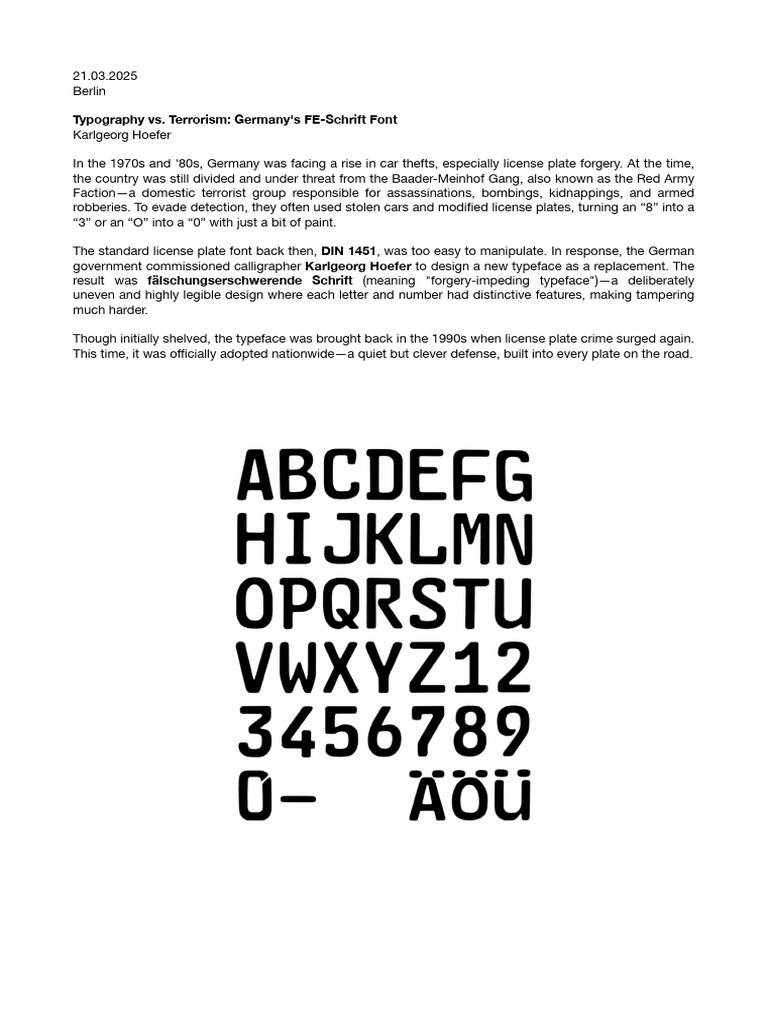 FE Schrift Font | PDF