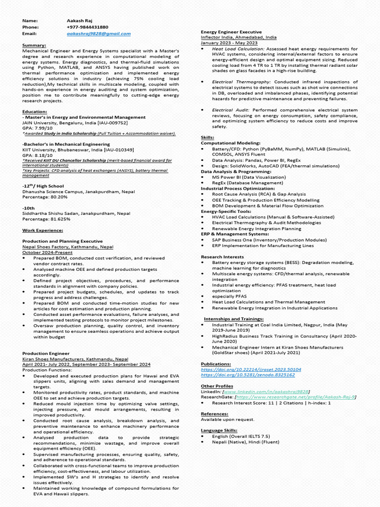 Mechanical Engineer & Energy Specialist | PDF | Enterprise Resource ...