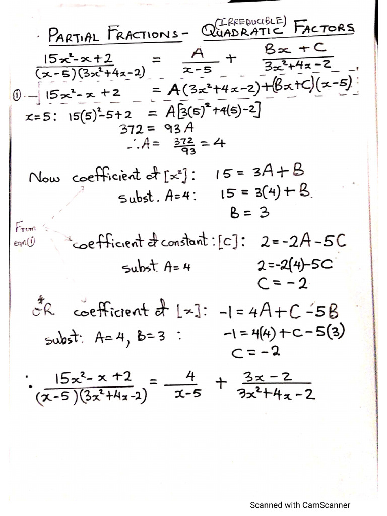 Partial Fractions Notes 2 | PDF