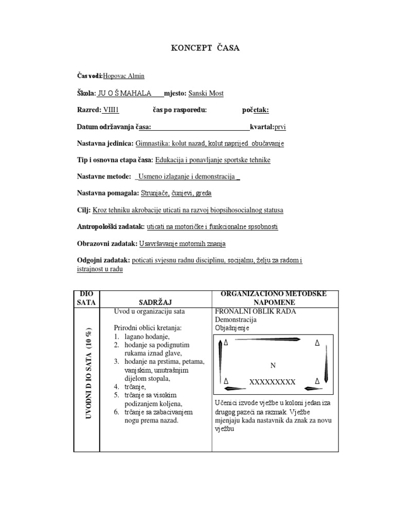 Gimnastika - Kolut Naprijed, Kolut Nazad | PDF