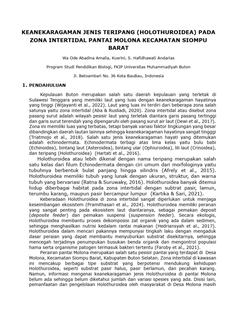 Keanekaragaman Jenis Teripang | PDF