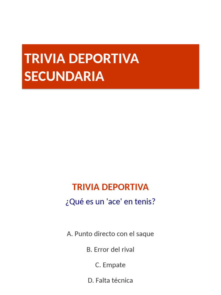 Trivia Deportiva para Secundaria | PDF | Asociación de Futbol | Deportes