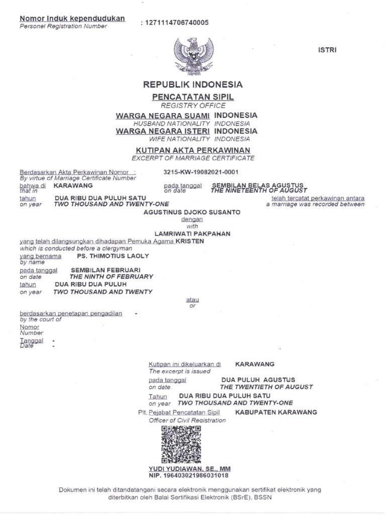 Akte Nikah Istri | PDF