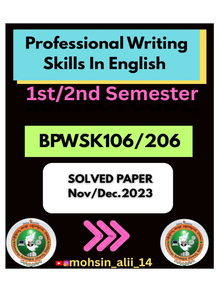 Professional Writting Skills in English Solved Paper Nov-Dec 2023 Vtu ...