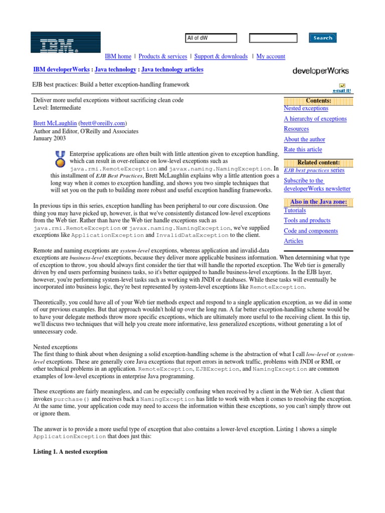 ExceptionHandling Framework | PDF | Enterprise Java Beans | Java (Programming Language)